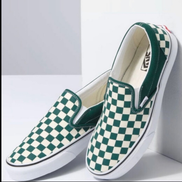 Vans | Shoes | Vans Green Checkered Slip On | Poshmark